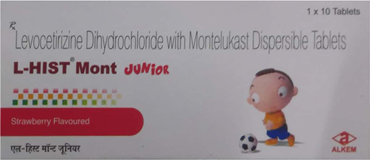 L Hist Mont Junior Strawberry Flavour Strip Of 10 Tablets: Uses, Side ...