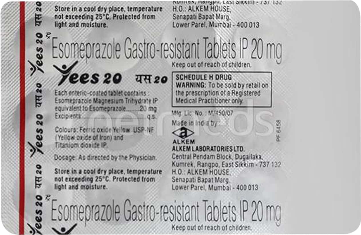 Yees 20 MG Tablet (15): Uses, Side Effects, Price & Dosage | PharmEasy