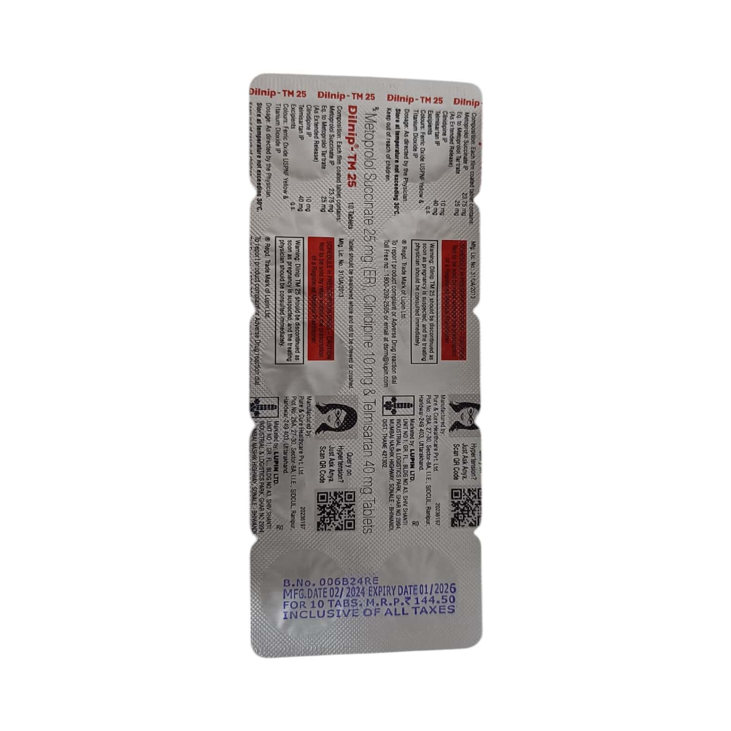 Dilnip Tm 25mg Strip Of 10 Tablets: Uses, Side Effects, Price & Dosage ...