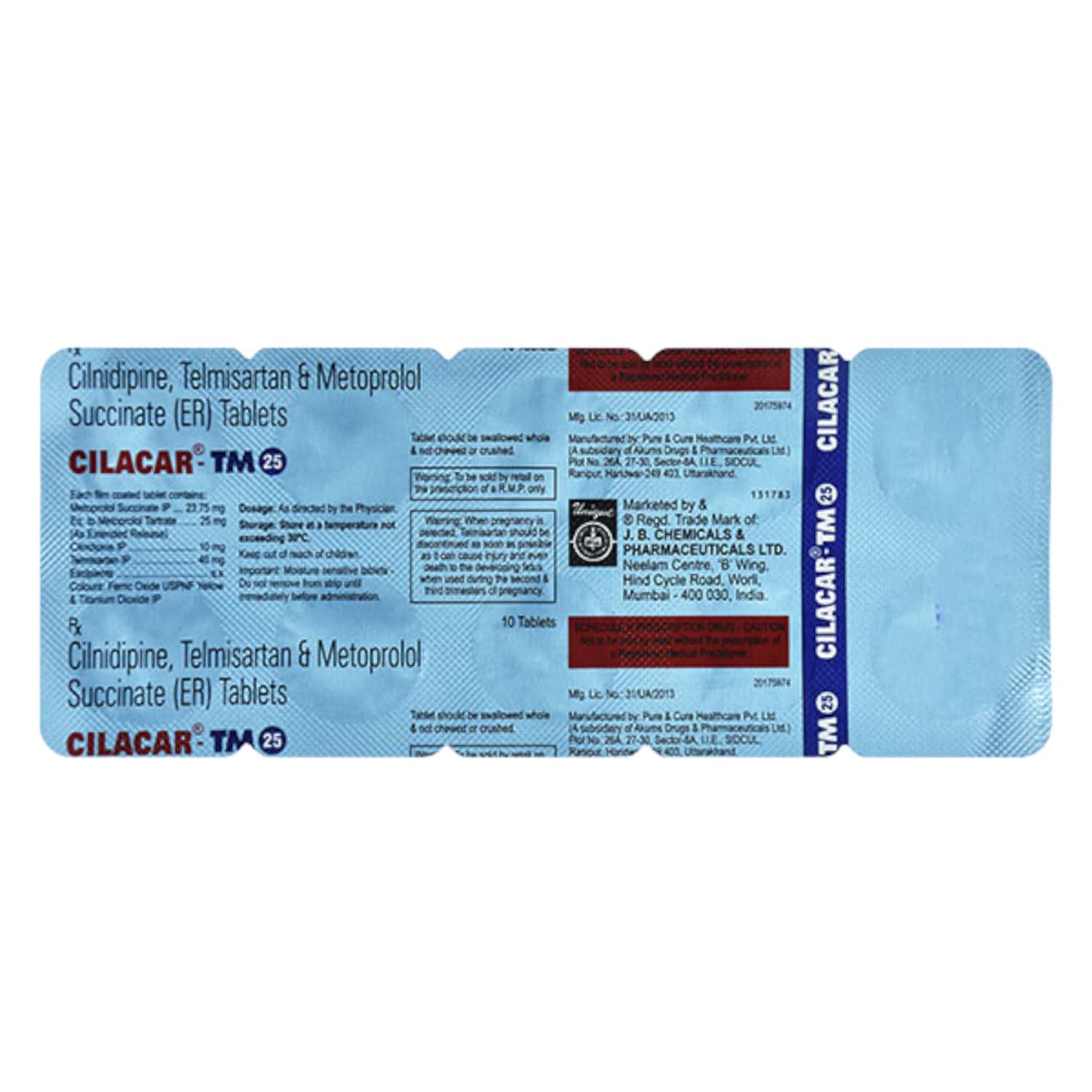 Cilacar Tm 25mg Strip Of 10 Tablets: Uses, Side Effects, Price & Dosage ...