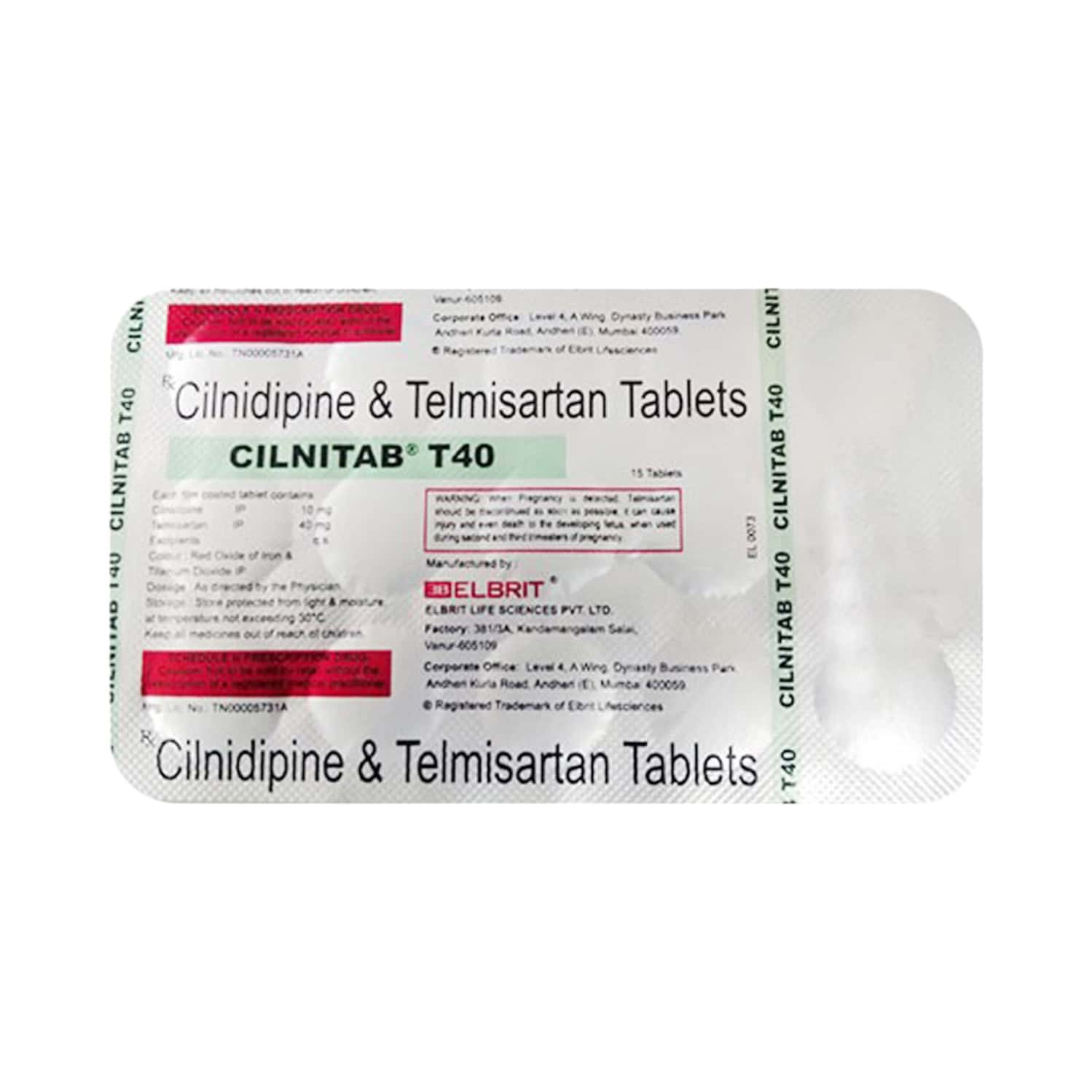 Cilnitab T 10/40mg Strip Of 15 Tablets: Uses, Side Effects, Price ...