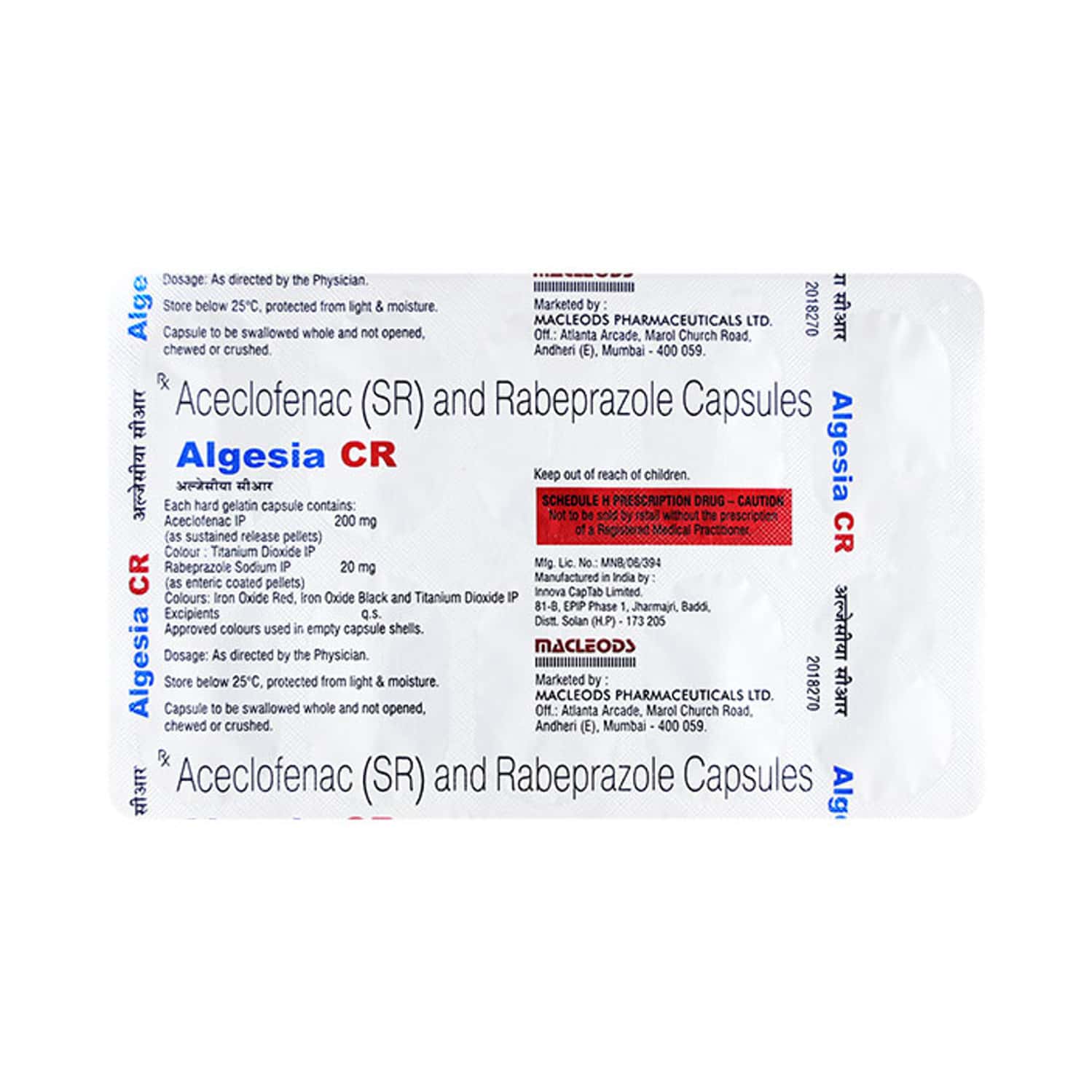 Algesia Cr Strip Of 10 Capsules: Uses, Side Effects, Price & Dosage ...