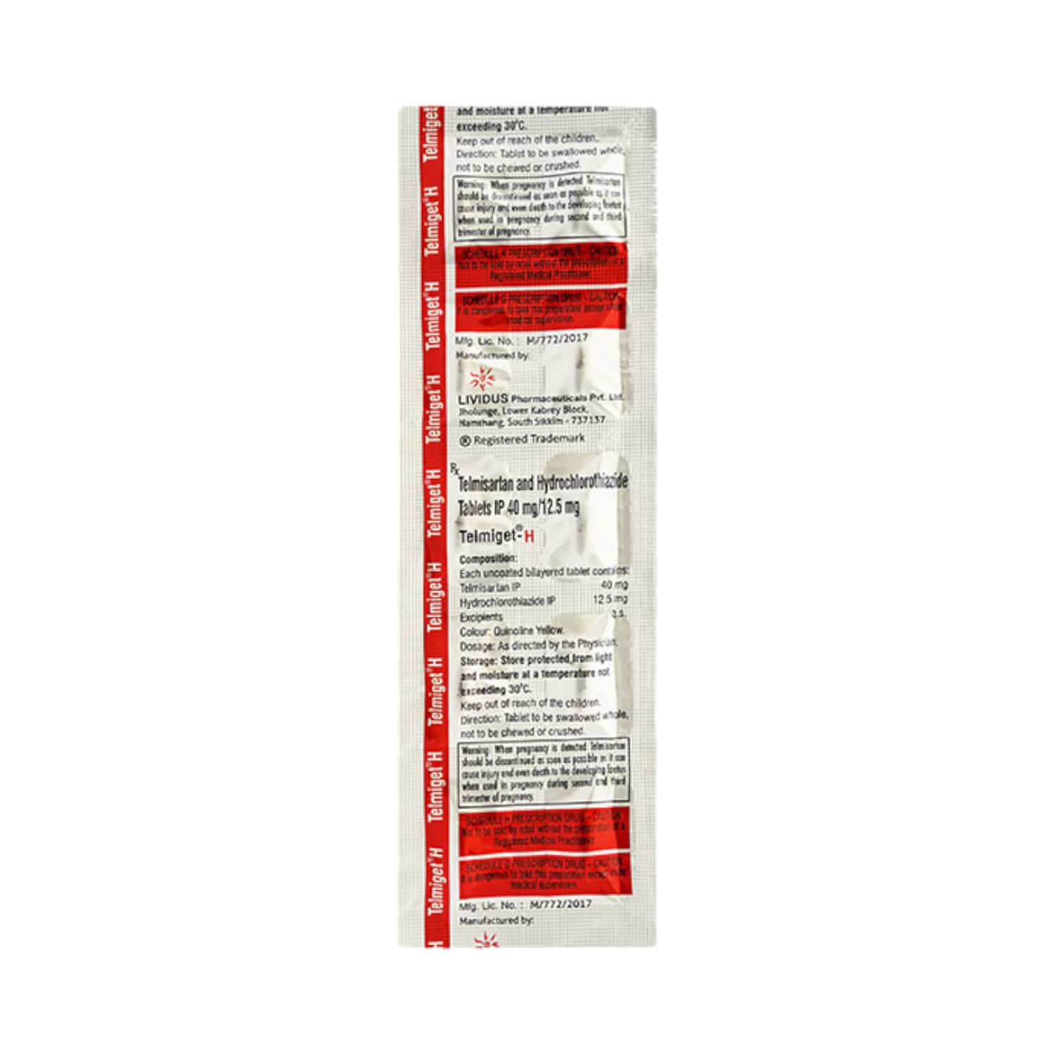 Telmiget H 40/12.5mg Strip Of 10 Tablets: Uses, Side Effects, Price ...