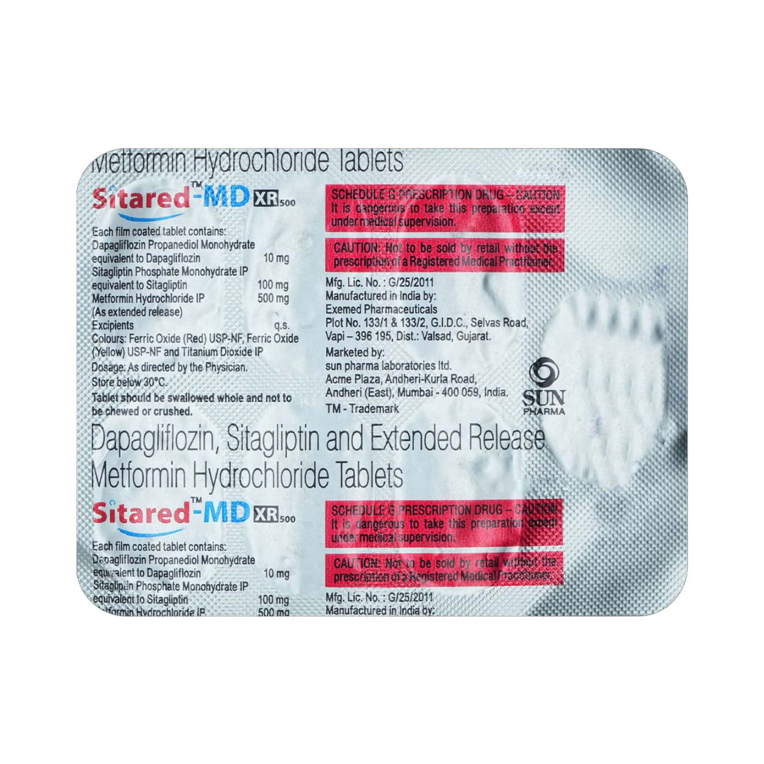 Sitared Md Xr 500mg Strip Of 7 Tablets: Uses, Side Effects, Price ...