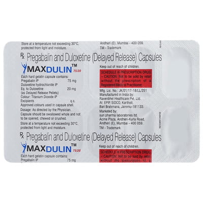 Maxdulin 75/20 Capsule: Uses, Side Effects, Price, Dosage & More Info ...