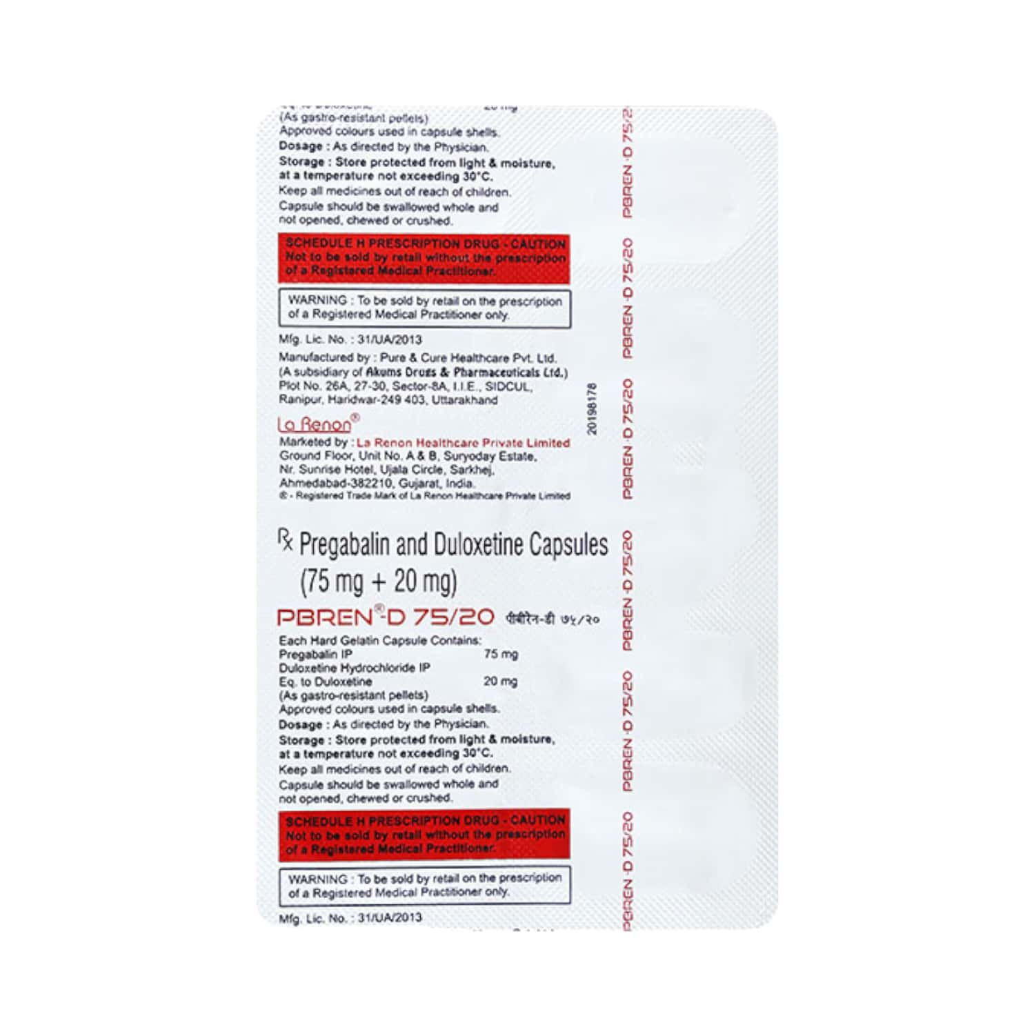 Pbren D 75/20mg Strip Of 10 Capsules: Uses, Side Effects, Price ...