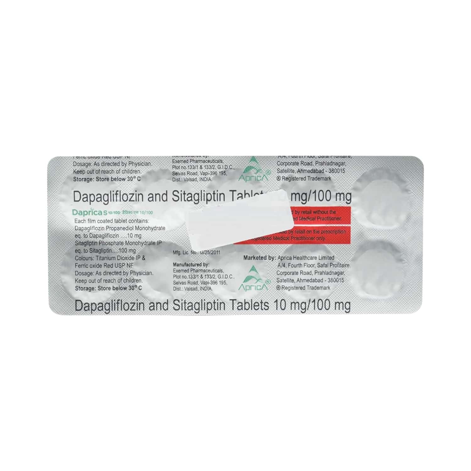 Daprica S 10/100 Strip Of 10 Tablets: Uses, Side Effects, Price ...