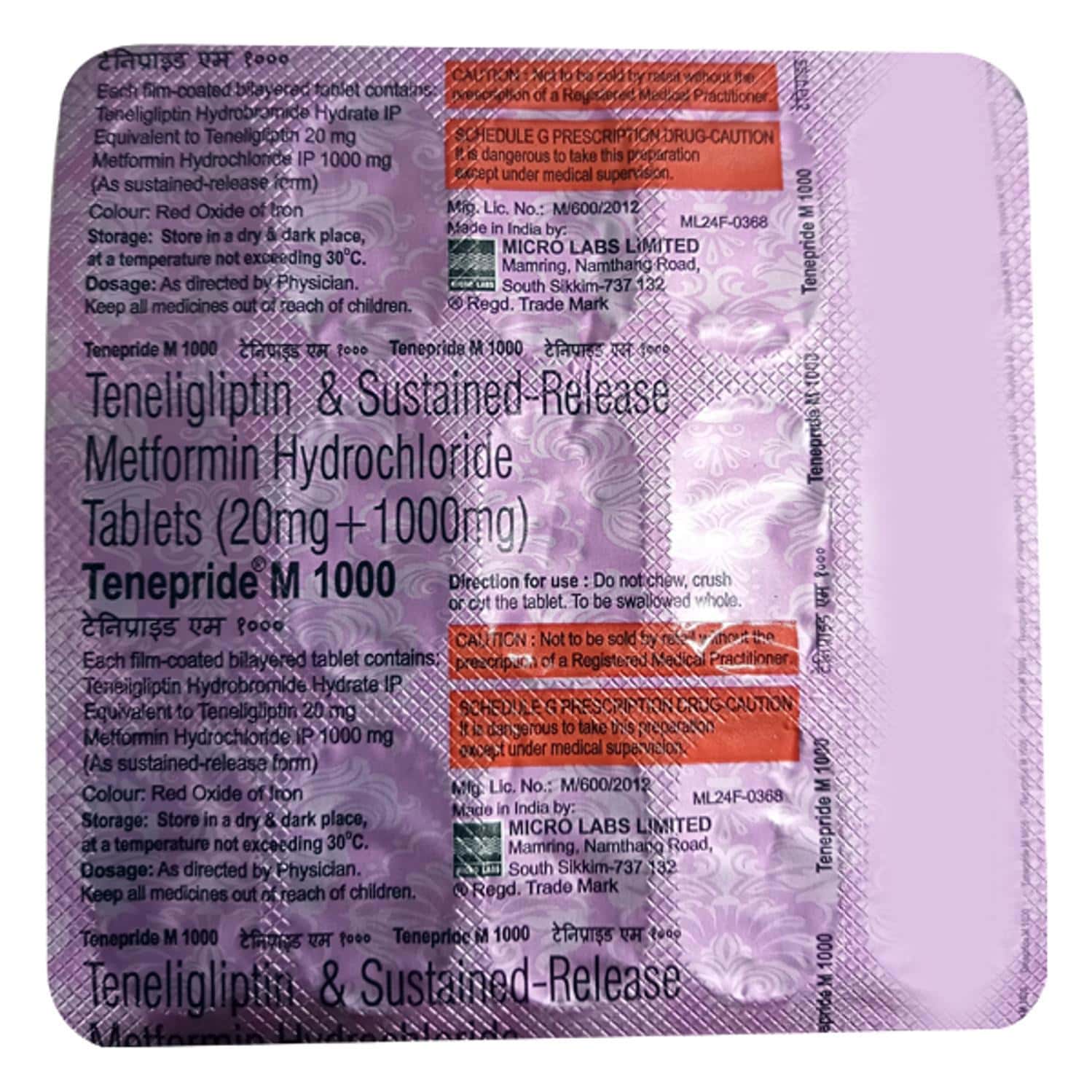 Tenepride M 1000mg Strip Of 15 Tablets: Uses, Side Effects, Price ...