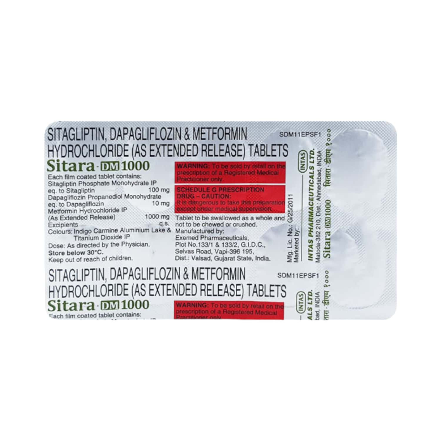 Sitara Dm 1000mg Strip Of 10 Tablets: Uses, Side Effects, Price ...