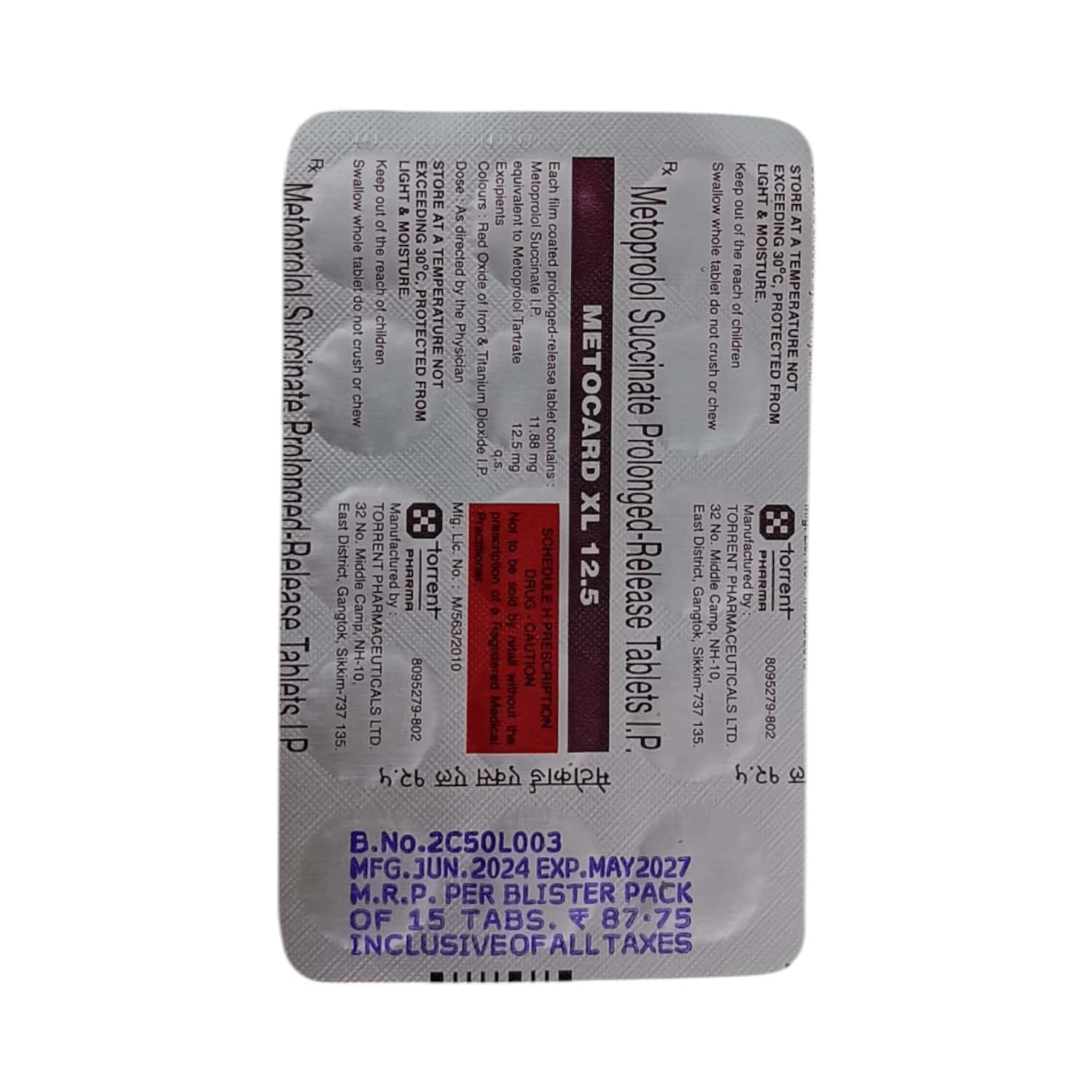 Metocard Xl 12.5 MG Tablet (15): Uses, Side Effects, Price & Dosage ...