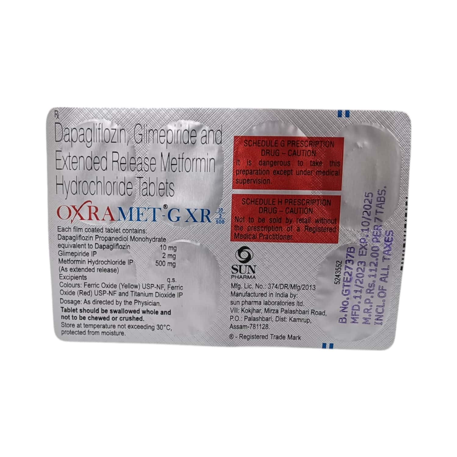 Oxramet G XR 10/2/500mg Tablet: Uses, Side Effects, Price, Dosage ...