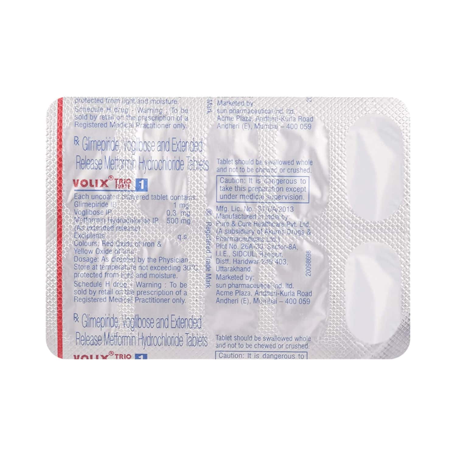 Volix Trio Forte 1mg Strip Of 15 Tablets: Uses, Side Effects, Price ...