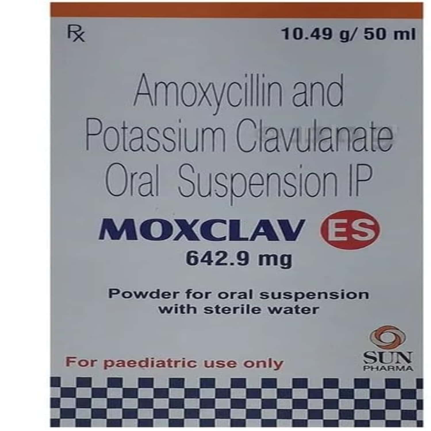 Moxclav Es 642.9mg Bottle Of 50ml Dry Suspension: Uses, Side Effects ...