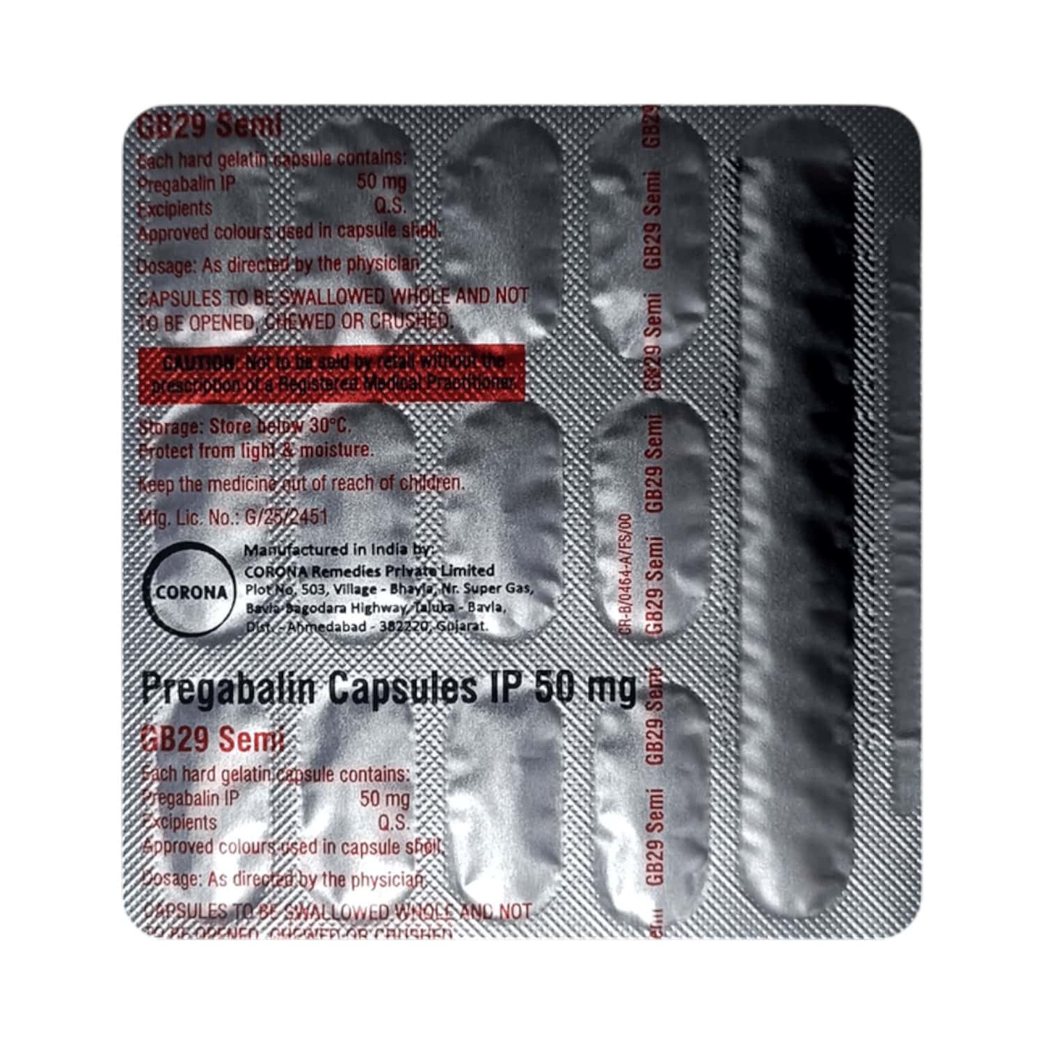Gb 29 Semi 50 MG Capsule (15): Uses, Side Effects, Price & Dosage ...