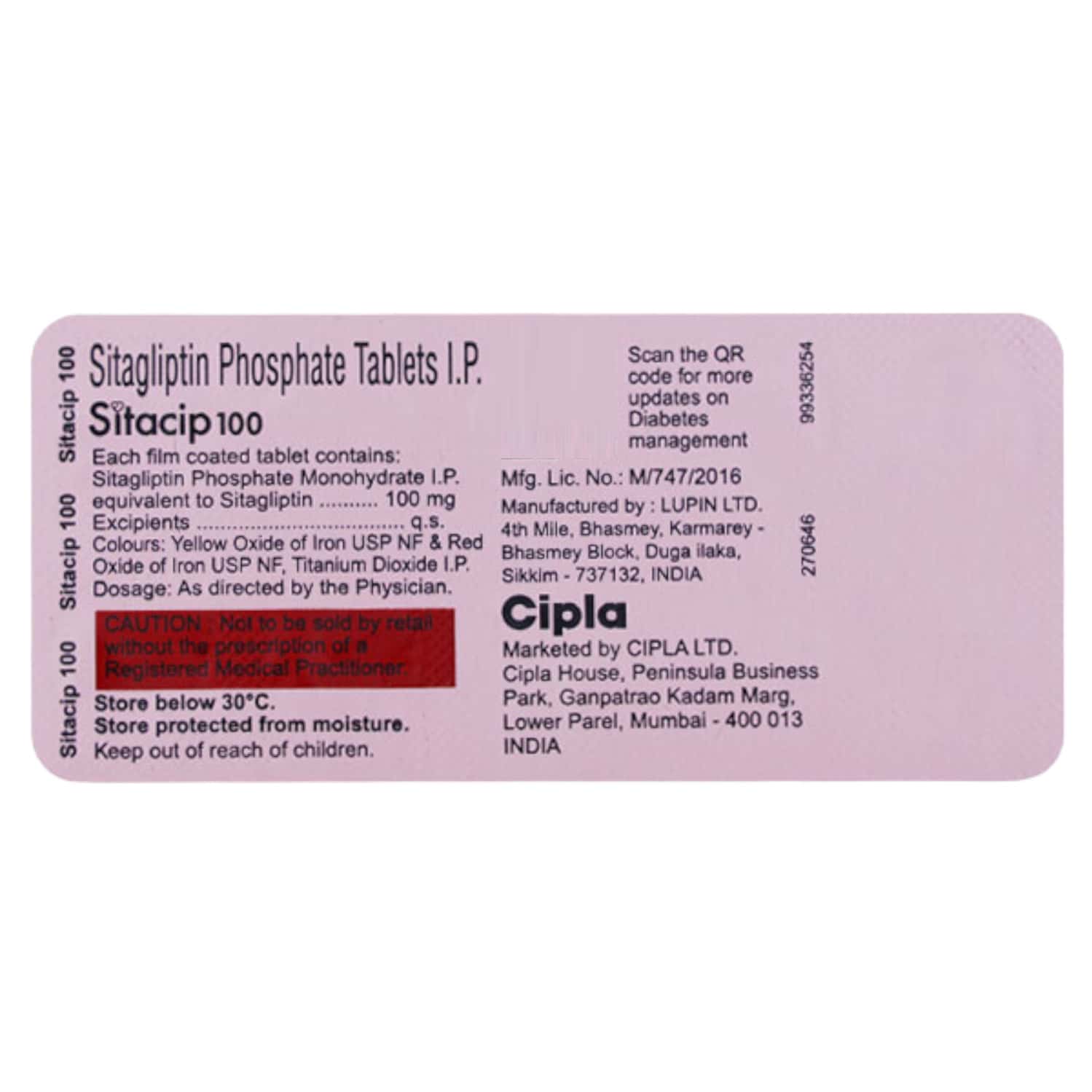 Sitacip 100 MG Tablet (10): Uses, Side Effects, Price & Dosage | PharmEasy
