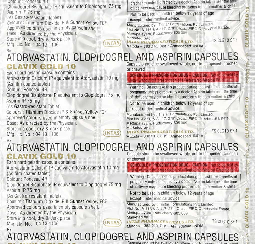 Clavix Gold 10mg Strip Of 15 Capsules: Uses, Side Effects, Price ...