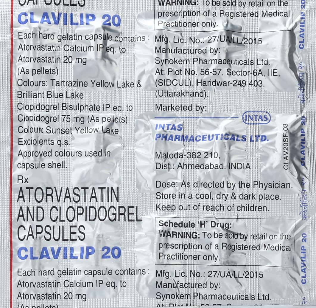 Clavilip 20mg Strip Of 15 Capsules: Uses, Side Effects, Price & Dosage ...