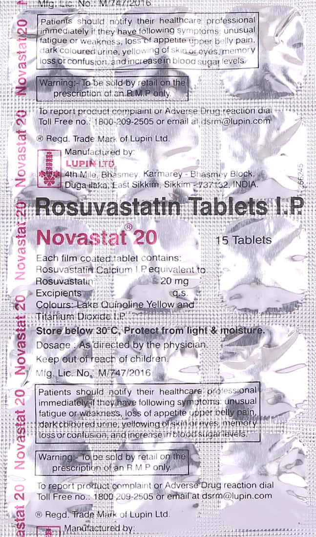 Novastat 20 Tablet: Uses, Side Effects, Price, Dosage & More Info ...