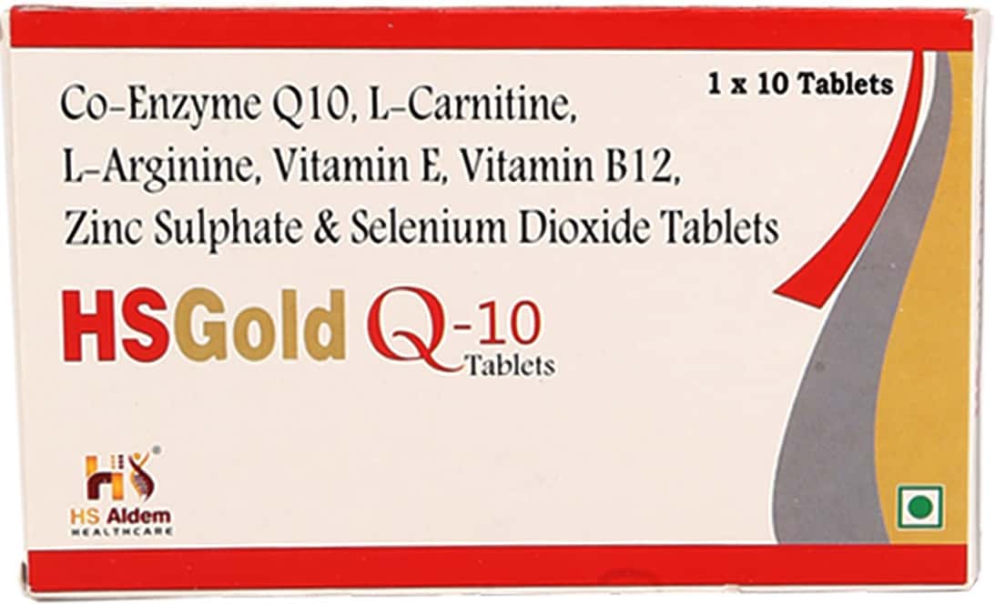 Hsgold Q10 Strip Of 10 Tablets: Uses, Side Effects, Price & Dosage ...