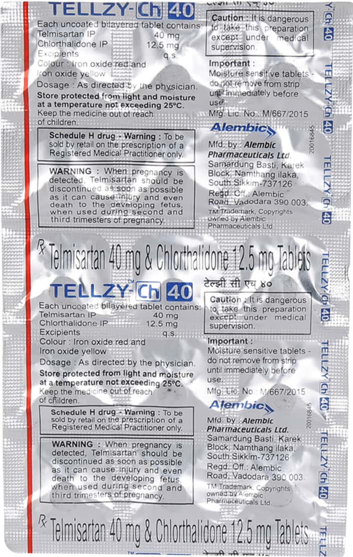 Tellzy Ch 40mg Strip Of 15 Tablets: Uses, Side Effects, Price & Dosage ...