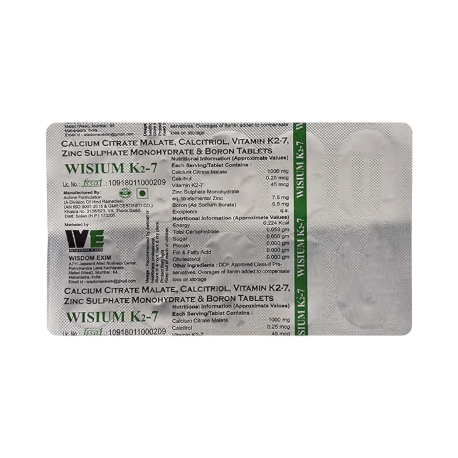 Wisium K2-7 Tablet: Uses, Side Effects, Price, Dosage & More Info ...