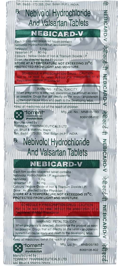 Nebicard V Strip Of 10 Tablets: Uses, Side Effects, Price & Dosage ...