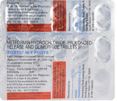 Zoryl M1 Forte Strip Of 15 Tablets: Uses, Side Effects, Price & Dosage ...