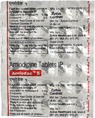Amlodac 5 Tablet: Uses, Side Effects, Price, Dosage & More Info - PharmEasy