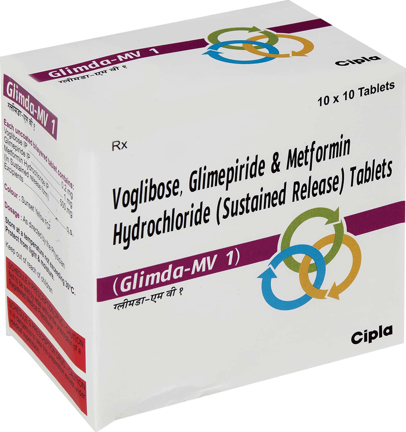 Glimda Mv 1mg Strip Of 10 Tablets: Uses, Side Effects, Price & Dosage ...