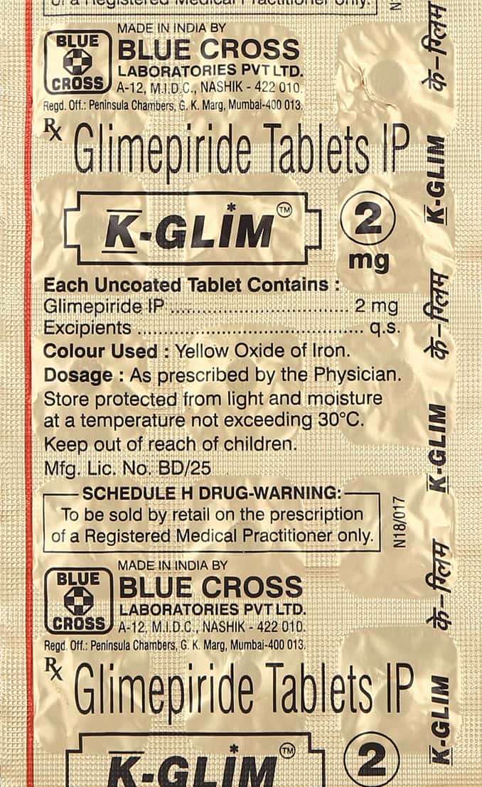 K Glim 2 MG Tablet (15): Uses, Side Effects, Price & Dosage | PharmEasy
