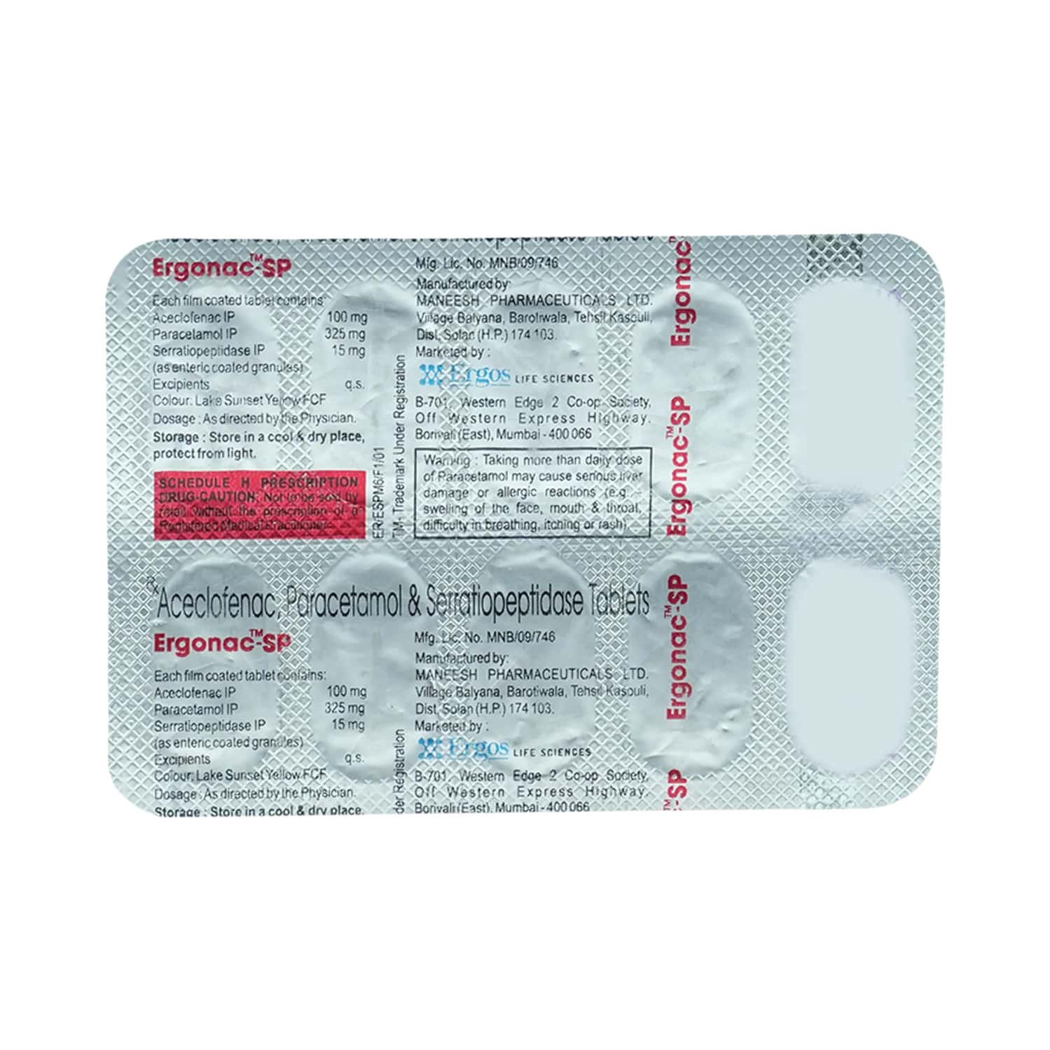 Ergonac Sp Strip Of 10 Tablets: Uses, Side Effects, Price & Dosage ...