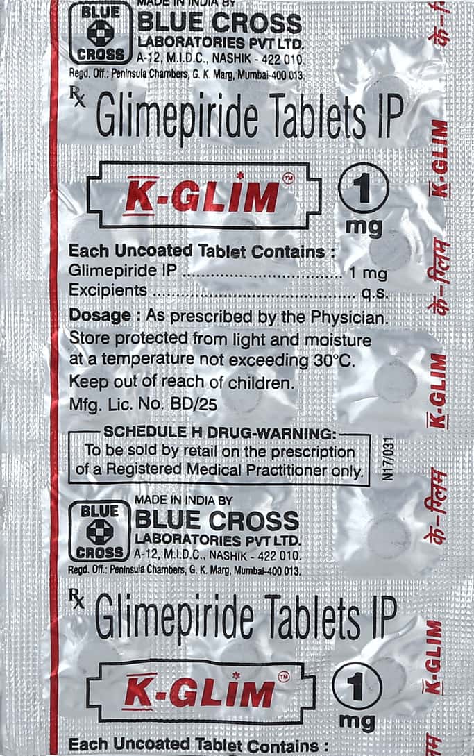 K Glim 1 MG Tablet (15): Uses, Side Effects, Price & Dosage | PharmEasy