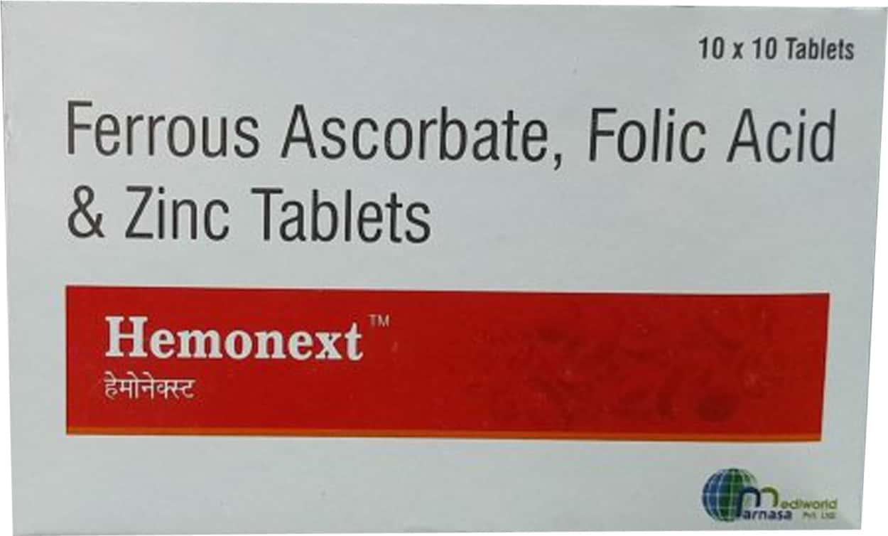 Hemonext Strip Of 10 Tablets: Uses, Side Effects, Price & Dosage ...