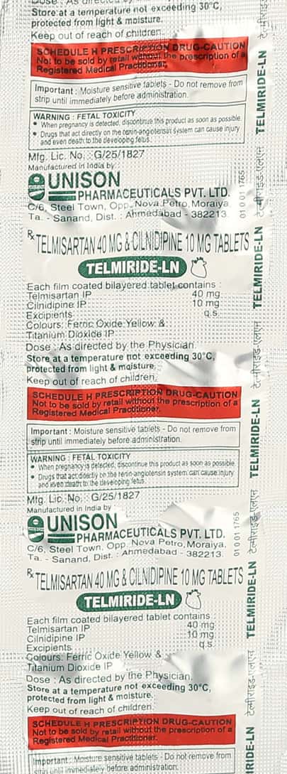 Telmiride Ln Strip Of 10 Tablets: Uses, Side Effects, Price & Dosage ...