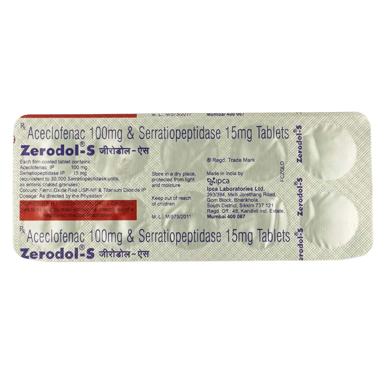 Zerodol S 100/15 Mg Strip Of 10 Tablets: Uses, Side Effects, Price ...