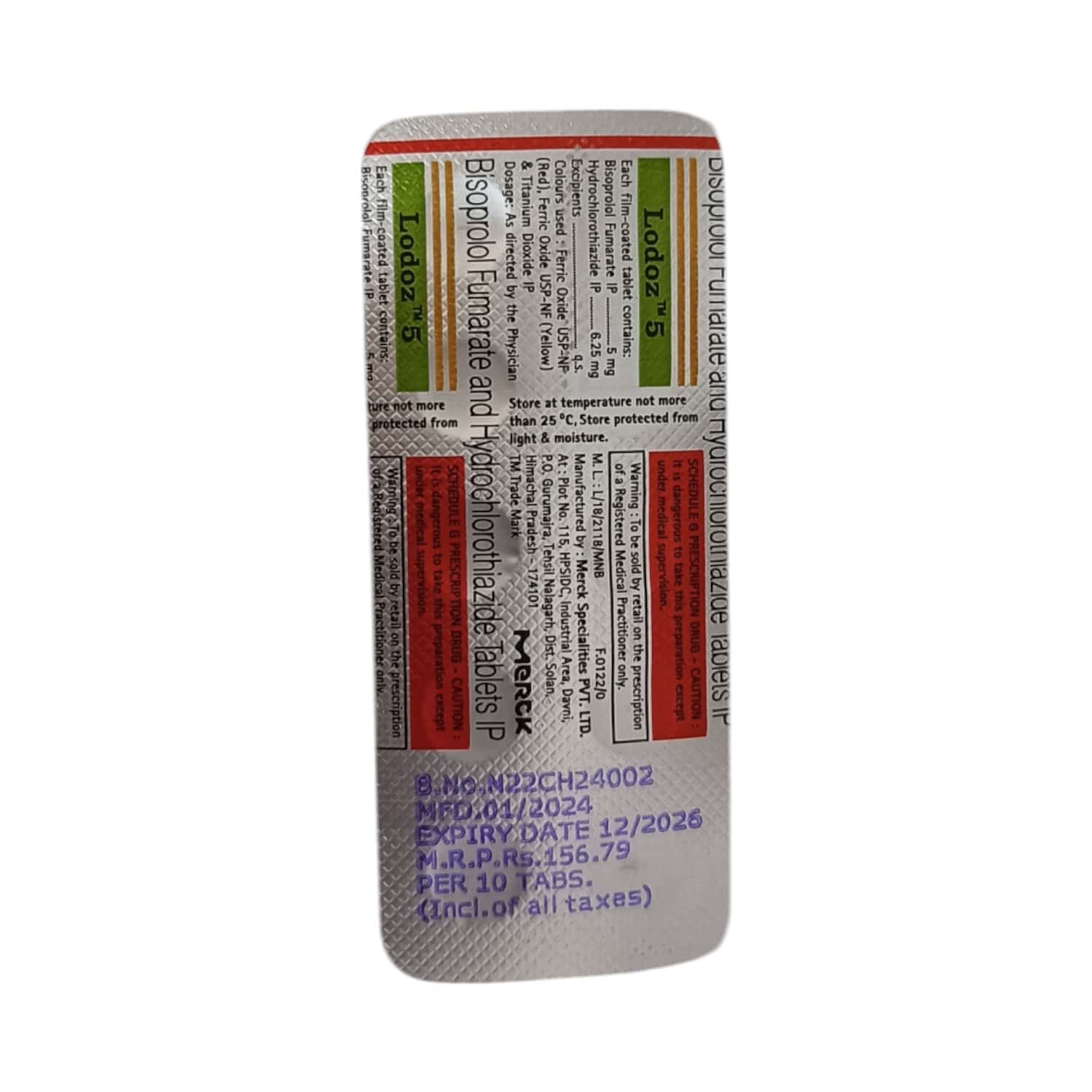 Lodoz 5/6.25 Mg Strip Of 10 Tablets: Uses, Side Effects, Price & Dosage ...