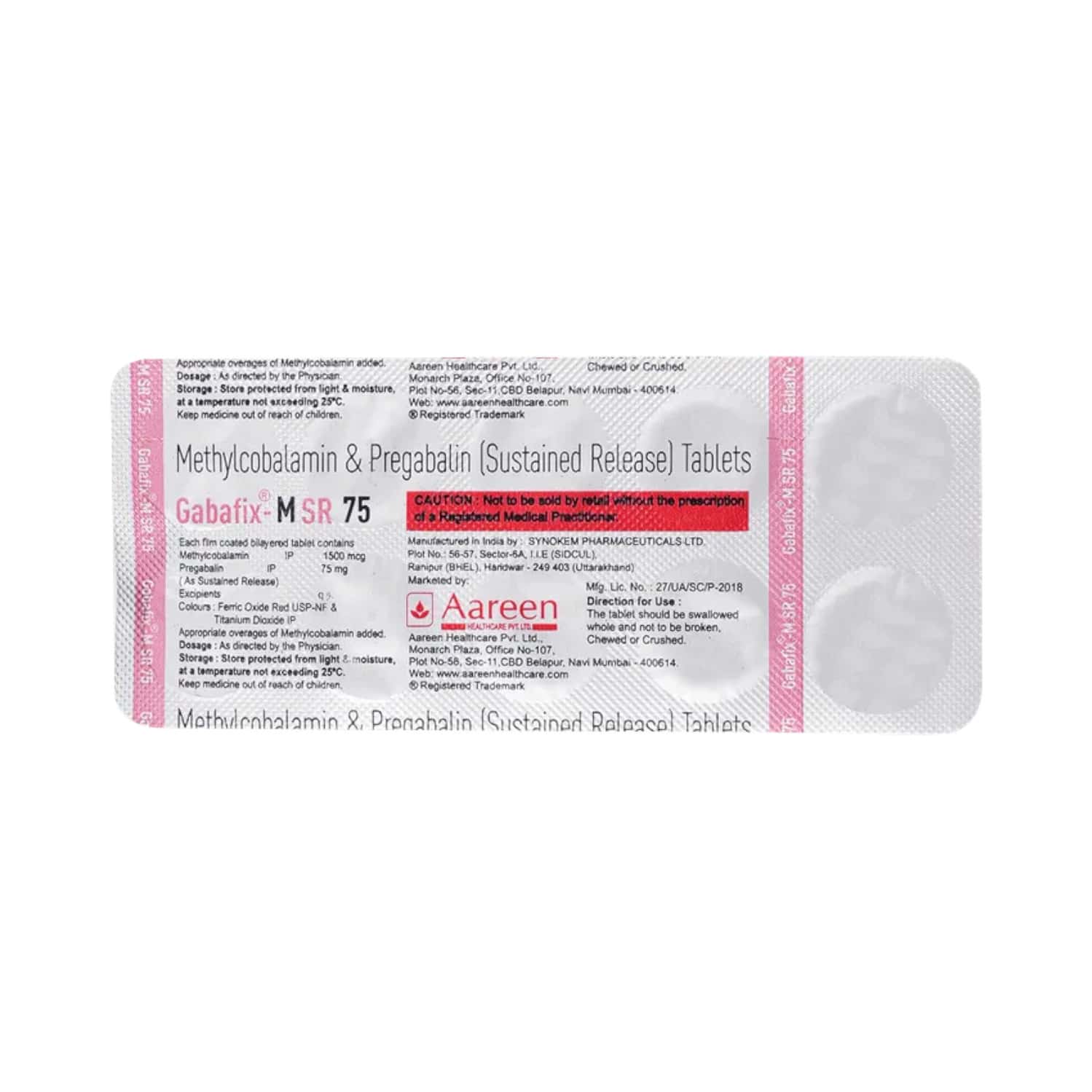 Gabafix M Sr 75mg Strip Of 10 Tablets: Uses, Side Effects, Price ...