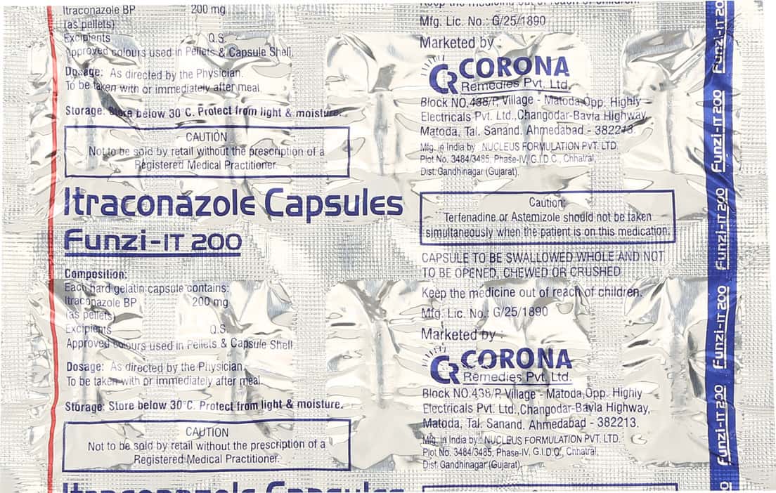 Funzi It 200 MG Capsule (10): Uses, Side Effects, Price & Dosage ...