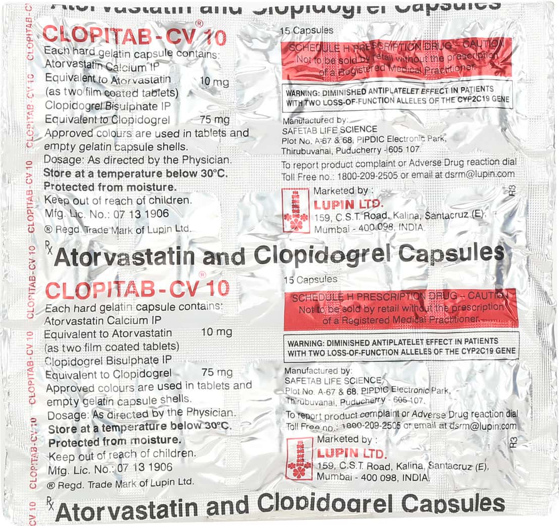 Clopitab CV 10 Capsule: Uses, Side Effects, Price, Dosage & More Info ...