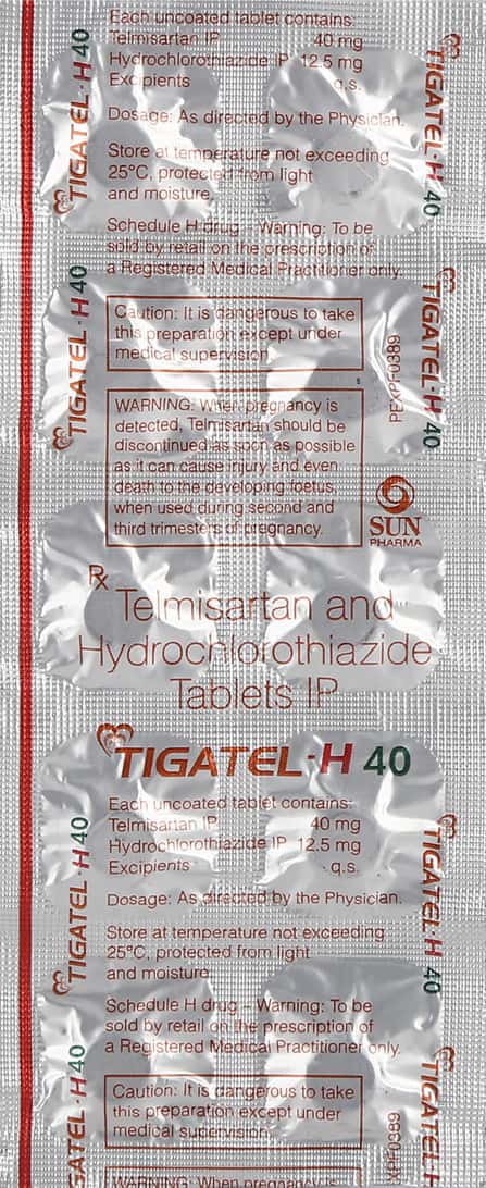 Tigatel H 40mg Strip Of 10 Tablets: Uses, Side Effects, Price & Dosage ...
