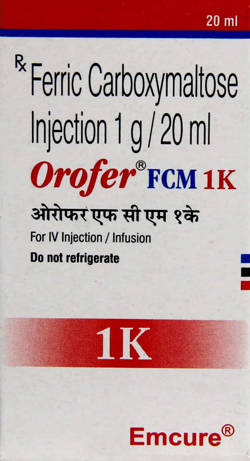 Orofer Fcm 50 MG/ML Injection (20): Uses, Side Effects, Price & Dosage ...