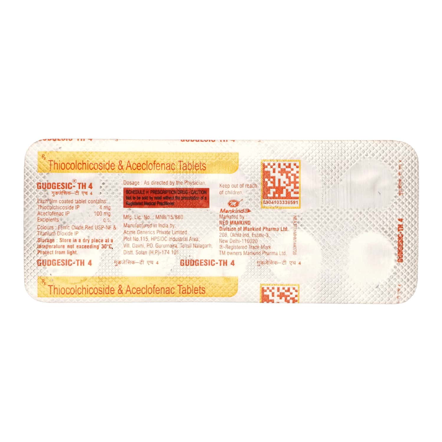 Gudgesic Th 4mg Strip Of 10 Tablets: Uses, Side Effects, Price & Dosage ...