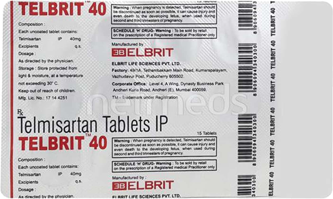 Telbrit 40 MG Tablet (15): Uses, Side Effects, Price & Dosage | PharmEasy