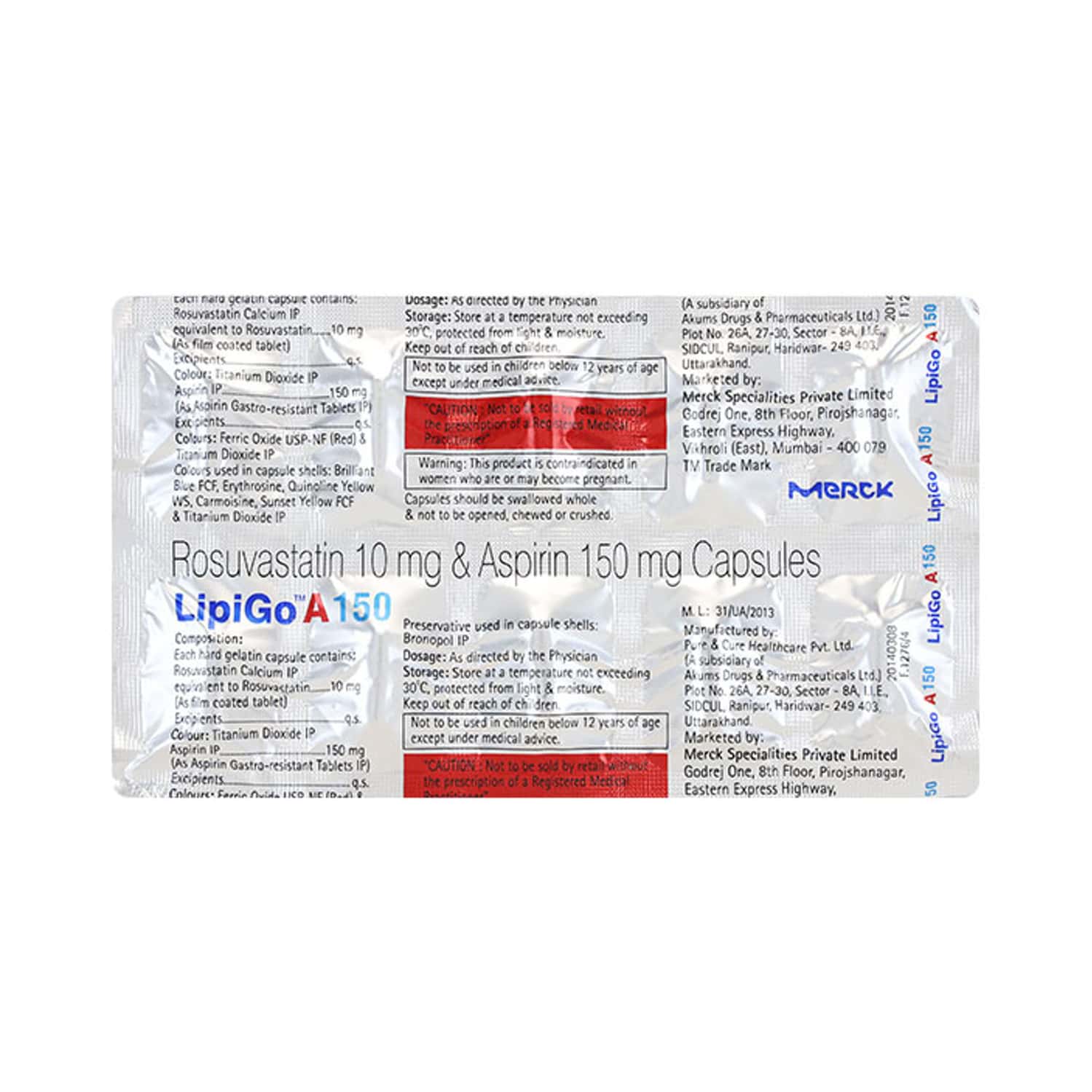 Lipigo A 150mg Strip Of 10 Capsules: Uses, Side Effects, Price & Dosage ...