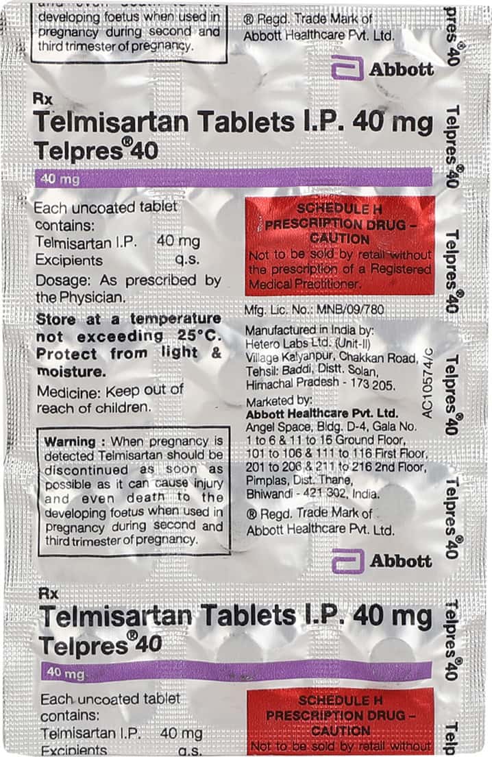Telpres 40 Tablet: Uses, Side Effects, Price, Dosage & More Info ...