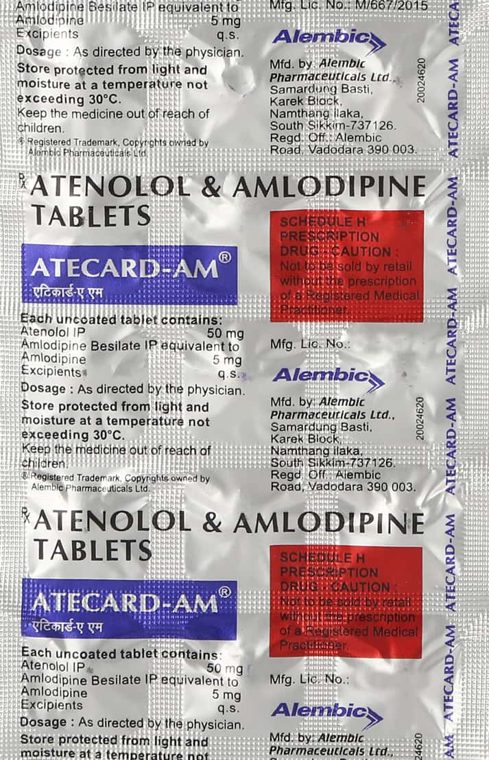 Atecard Am Strip Of 15 Tablets: Uses, Side Effects, Price & Dosage ...