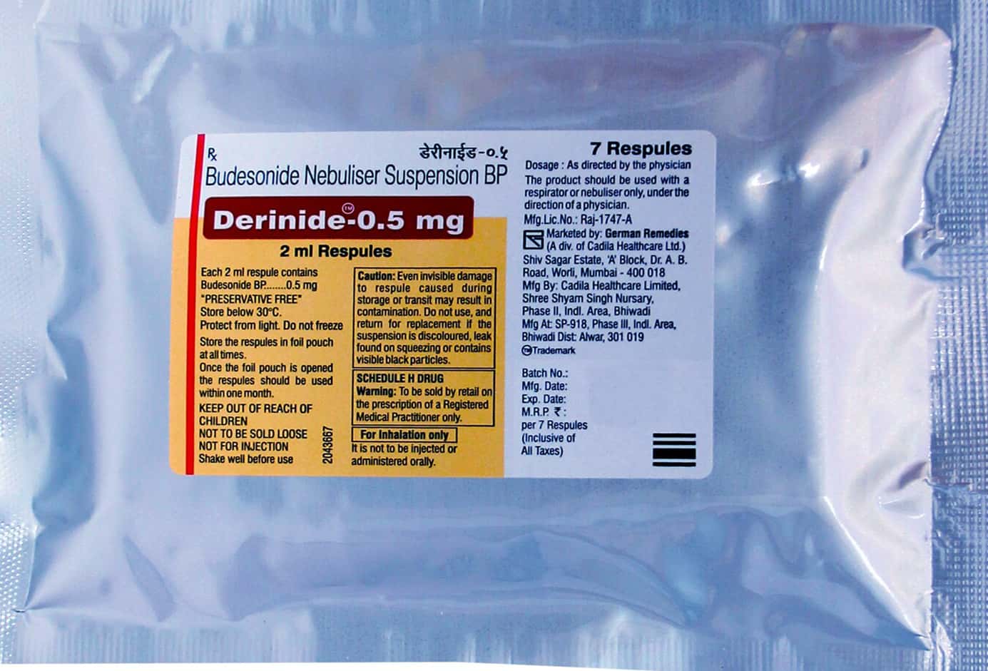 Derinide 0.5 MG Respule (5): Uses, Side Effects, Price & Dosage | PharmEasy
