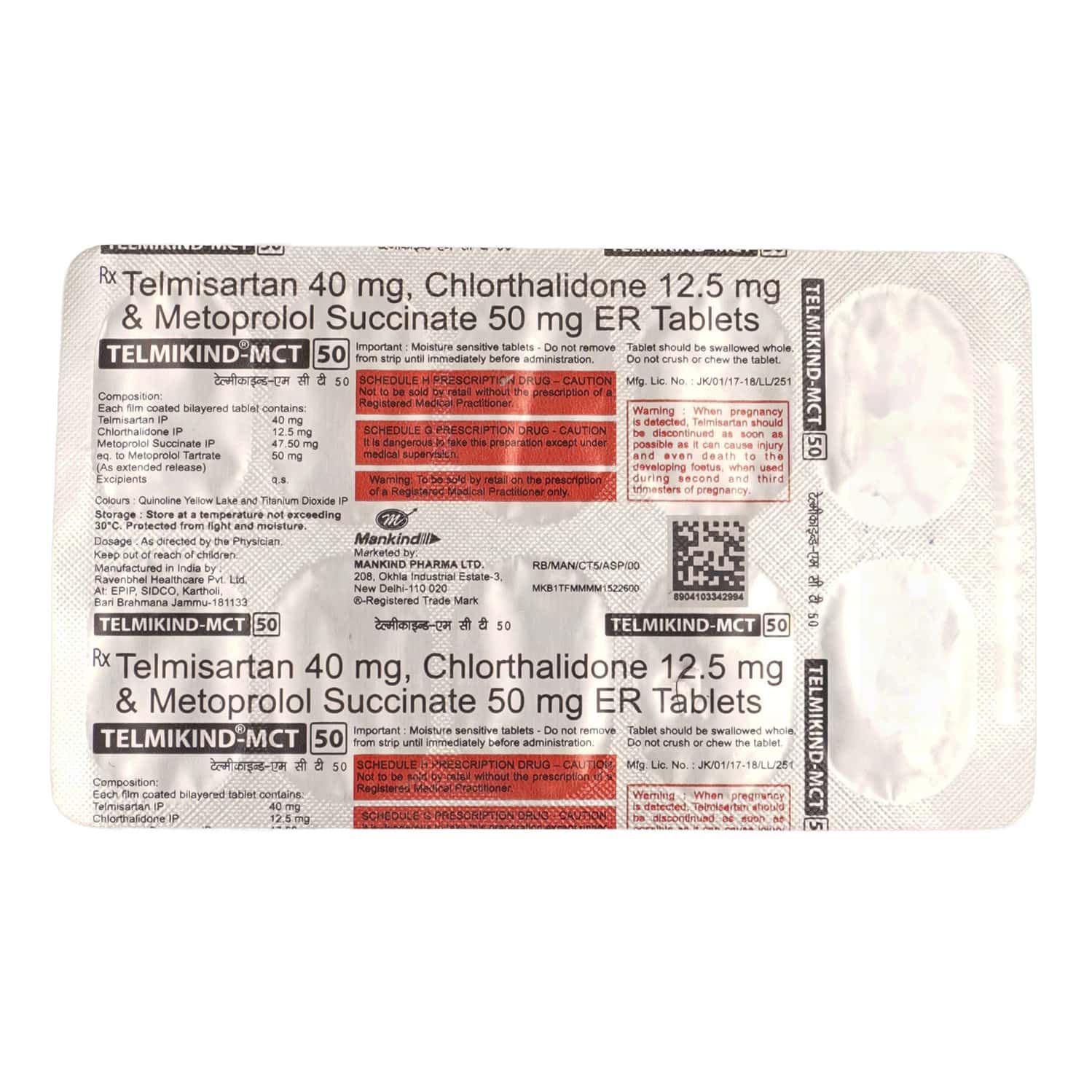Telmikind Mct 50mg Strip Of 10 Tablets: Uses, Side Effects, Price ...