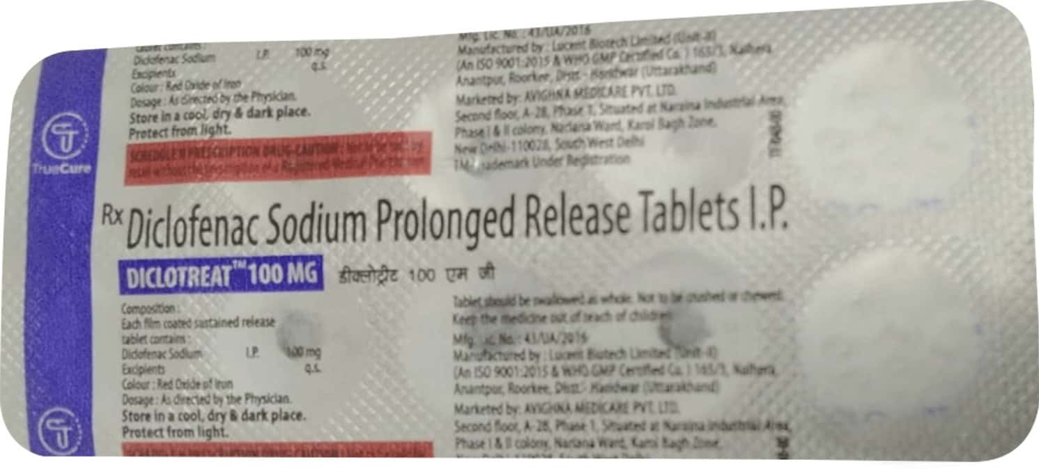 Diclotreat 100 MG Tablet (10): Uses, Side Effects, Price & Dosage ...