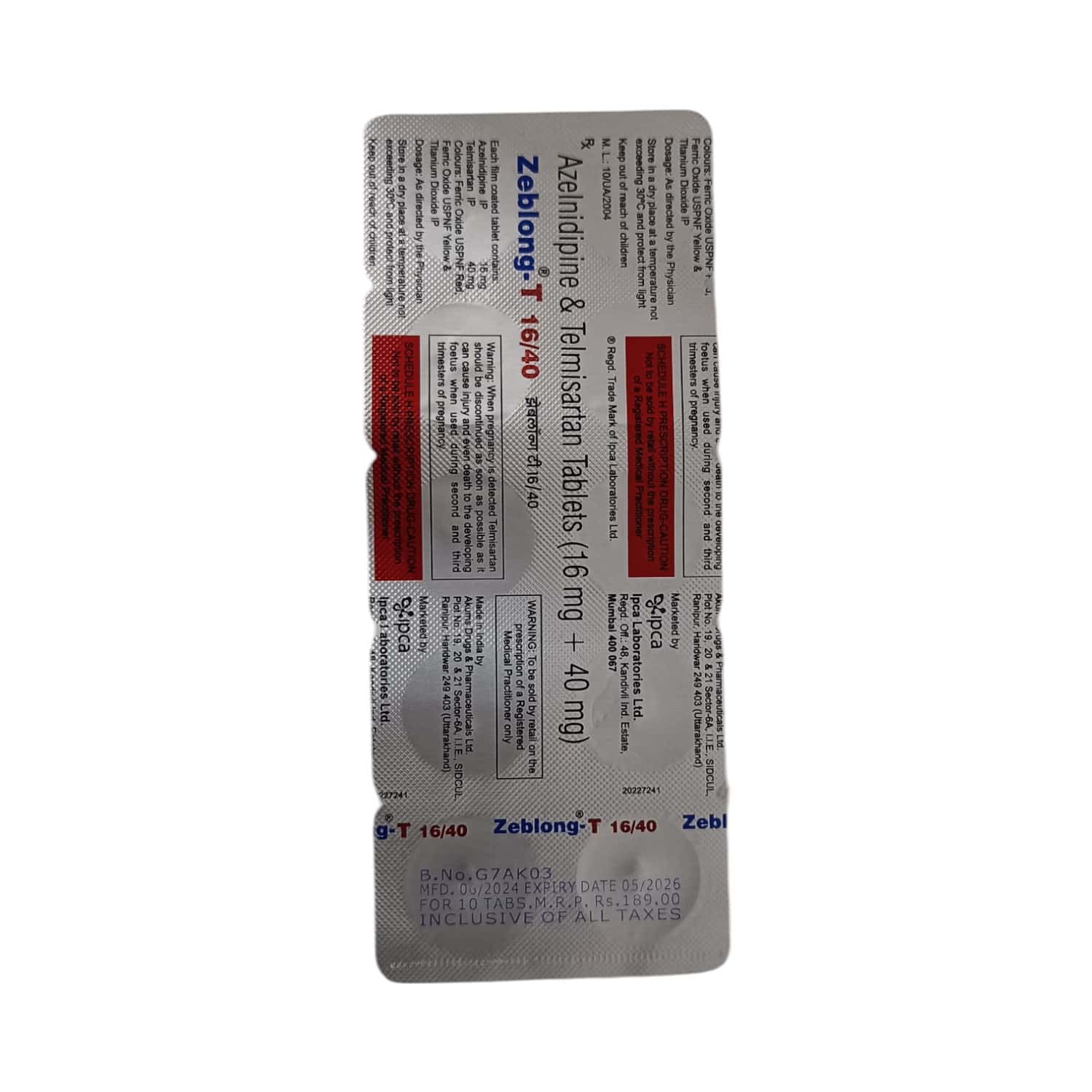 Zeblong T 16/40mg Strip Of 10 Tablets: Uses, Side Effects, Price ...